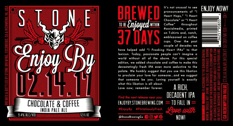 Stone Brewing Announces Enjoy By 02.14.17 Chocolate & Coffee IPA ...